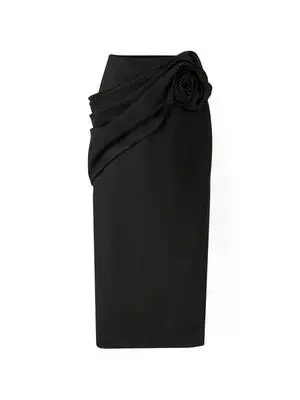 Carolina Herrera Rosette-detail Draped Midi Skirt
