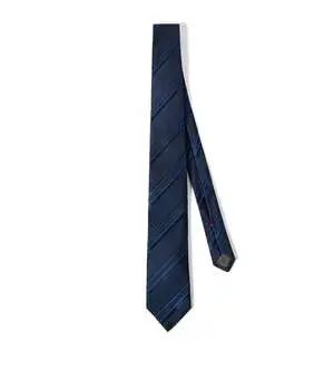 Brunello Cucinelli Silk Regimental Stripe Tie - Blue