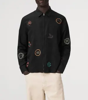 ALLSAINTS Embroidered Zip-up Shirt