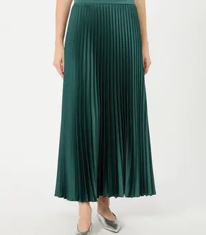 Max Mara Satin Pleated Maxi Skirt