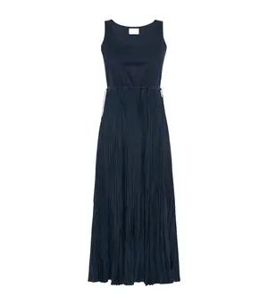 Max Mara Pleated Maxi Dress - Navy