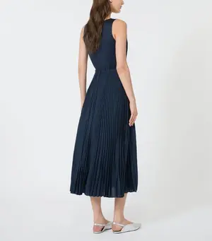 Max Mara Pleated Maxi Dress - Navy