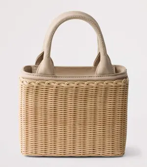 Prada Small Wicker Top-handle Bag