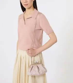 Max Mara Woven Jacquard Pasticcino Clutch Bag