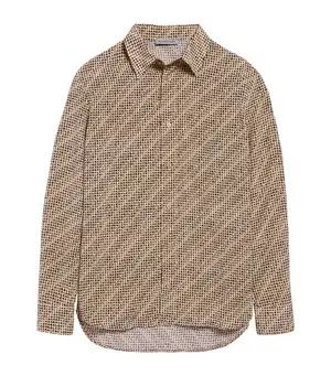 Balenciaga Silk Logo Print Shirt - Beige