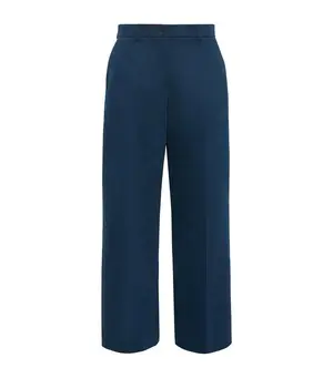 Max Mara Stretch-cotton Wide-leg Trousers - Navy