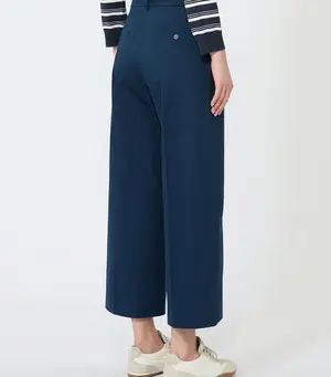 Max Mara Stretch-cotton Wide-leg Trousers - Navy