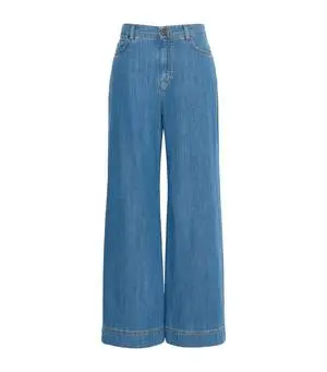 Max Mara High-rise Wide-leg Jeans - Navy