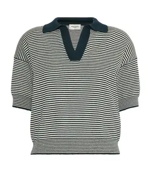 Max Mara Cotton Stripe Short-sleeve Sweater - Navy