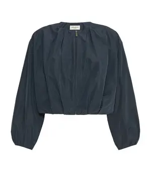 Max Mara Gathered Cropped Jacket - Navy