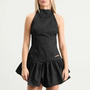 TOLU COKER High Neck Backless Mini Dress