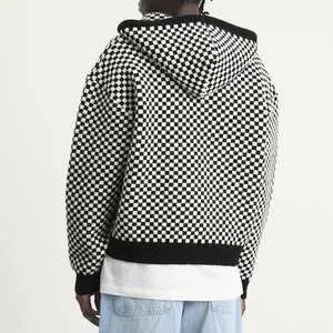 ANNIE HOOD Checked Knitted Jacket