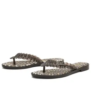 Melissa X Ganni Leopard Flip Flop Slim - Black