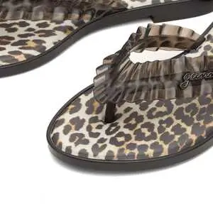Melissa X Ganni Leopard Flip Flop Slim - Black