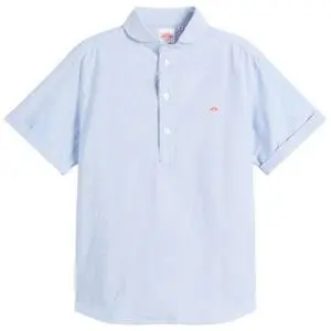 DANTON Round Collar Pull Over Shirt - Blue