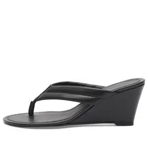 ST. AGNI Stitch Detail Thong Wedge - Black
