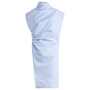 TOLU COKER Cotton Asymmetric Drape Blouse - Blue