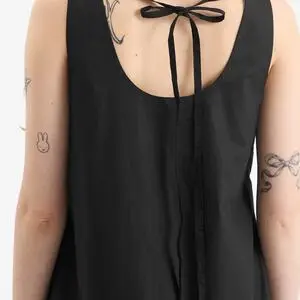 GANNI Cotton Poplin U-neck Mini Dress With Ruffled Hem And Open Back