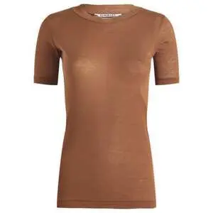 Auralee Sheer Rib T-shirt - Brown
