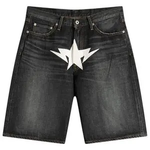 A BATHING APE Twin Sta Relaxed Fit Denim Shorts - Black