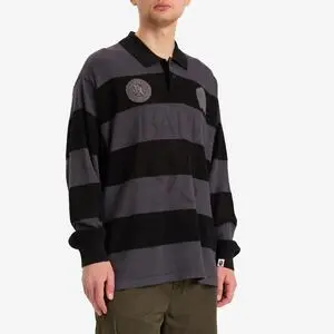A BATHING APE Jacquard Multi Logo Stripe Relaxed Fit Ls Tee