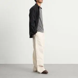 AMI Paris Off-white Cotton Twill Wide Fit Trousers