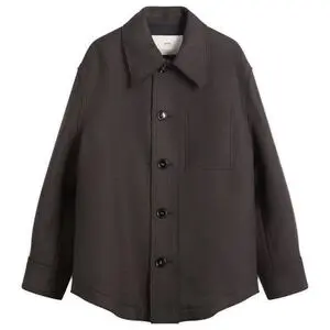 AMI Paris Boiled Wool Gabardine Button-down Jacket - Anthracite