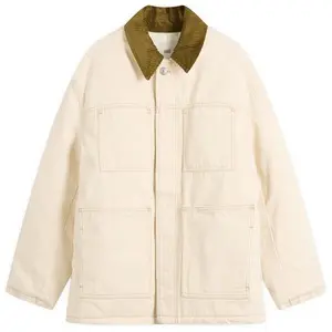 AMI Paris Off-white Cotton Twill Worker Jacket - Ecru