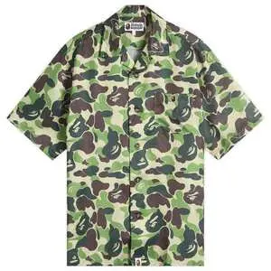 A BATHING APE Abc Camo Open Collar Ss Shirts - Green