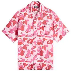 A BATHING APE Abc Camo Open Collar Ss Shirts - Pink