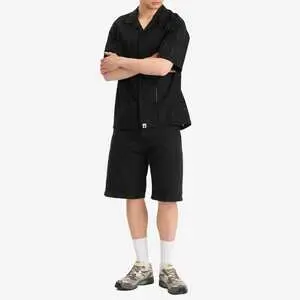 A BATHING APE Embroidery Open Collar Ss Shirt - Black