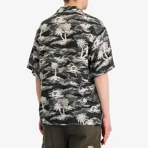 A BATHING APE Palm Tree Camo Open Collar Pocket Ss Shirt