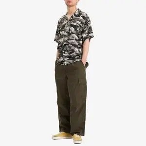 A BATHING APE Palm Tree Camo Open Collar Pocket Ss Shirt