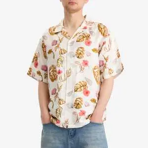 A BATHING APE Vacation Pattern Open Collar Ss Shirt