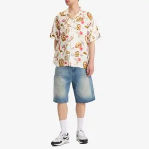 A BATHING APE Vacation Pattern Open Collar Ss Shirt