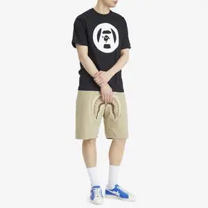 A BATHING APE Stencil Circle Ape Face Tee