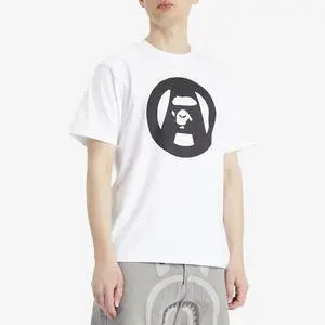 A BATHING APE Stencil Circle Ape Face Tee - White
