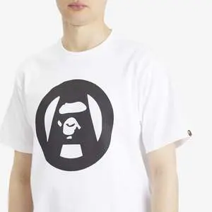A BATHING APE Stencil Circle Ape Face Tee - White