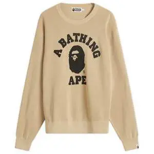 A BATHING APE College Waffle Crewneck Sweater - Beige