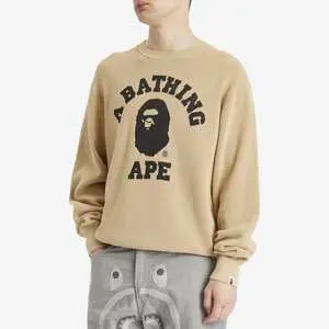 A BATHING APE College Waffle Crewneck Sweater