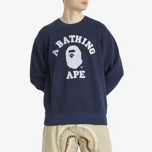 A BATHING APE College Waffle Crewneck Sweater