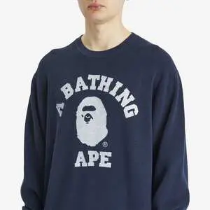 A BATHING APE College Waffle Crewneck Sweater