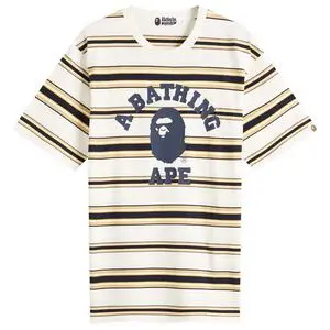 A BATHING APE College Stripe Tee - White