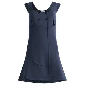 PEACHY DEN Joni Button Dress - Navy