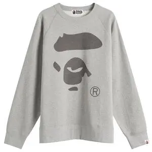A BATHING APE Ape Face Crewneck Sweatshirt - Gray