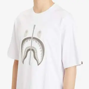 A BATHING APE Chain Stitch Shark Relaxed Fit Tee - White