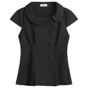PEACHY DEN Missy Asymmetric Blouse - Black