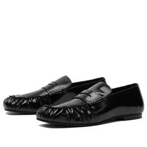 ALOHAS Aven Gathered Leather Loafers - Black