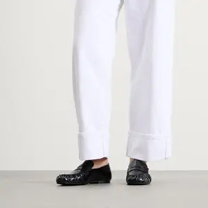 ALOHAS Aven Gathered Leather Loafers - Black