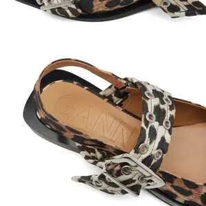 GANNI Print Buckled Ballerina Flats - Leopard